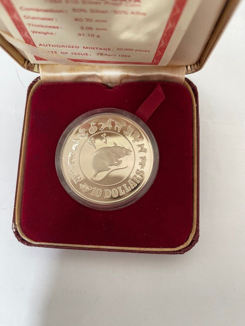 Rare 1984 Year of Rat $10 Silver Proof Coin, Hobbies & Toys ...