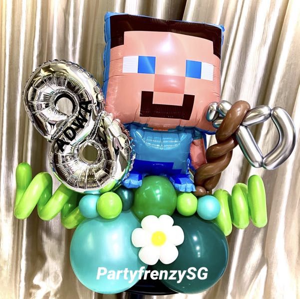 Balloon Minecraft Table Centerpiece | Balloon Minecraft Theme ...