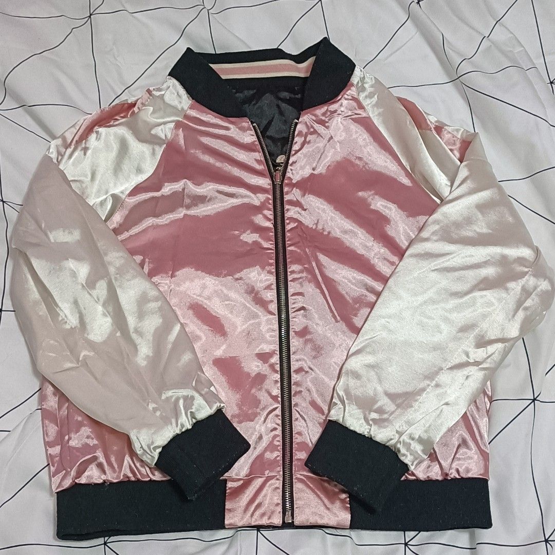 Sakura Reversible Satin Bomber Jacket, Women's Fashion, Coats, Jackets ...