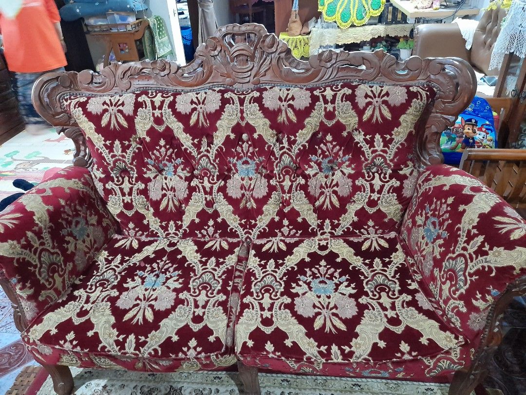 Set sofa kayu jati solid, Furniture & Home Living, Furniture, Sofas on ...