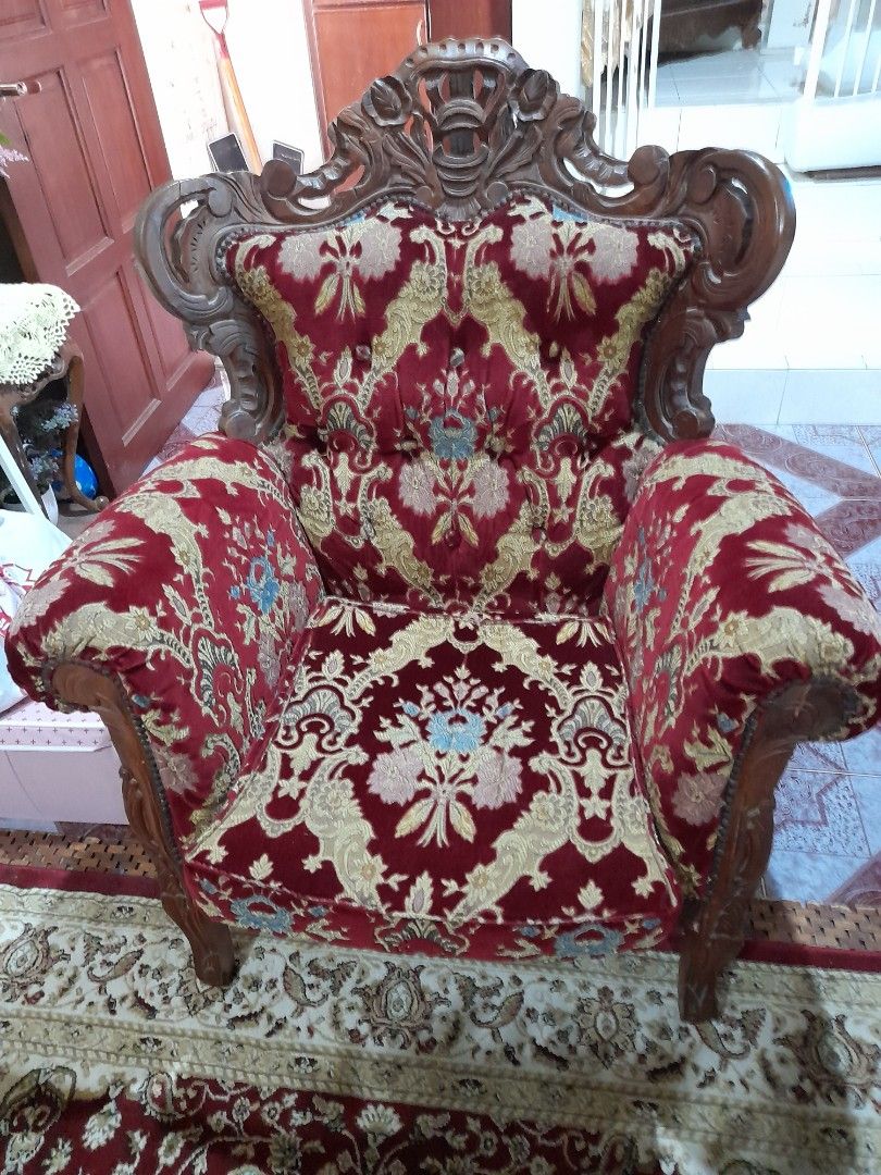 Set sofa kayu jati solid, Furniture & Home Living, Furniture, Sofas on ...