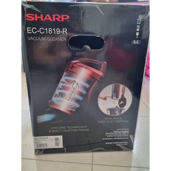 Sharp 1800W Bagless Vacuum Cleaner SHP-ECC1819R, TV & Home Appliances ...