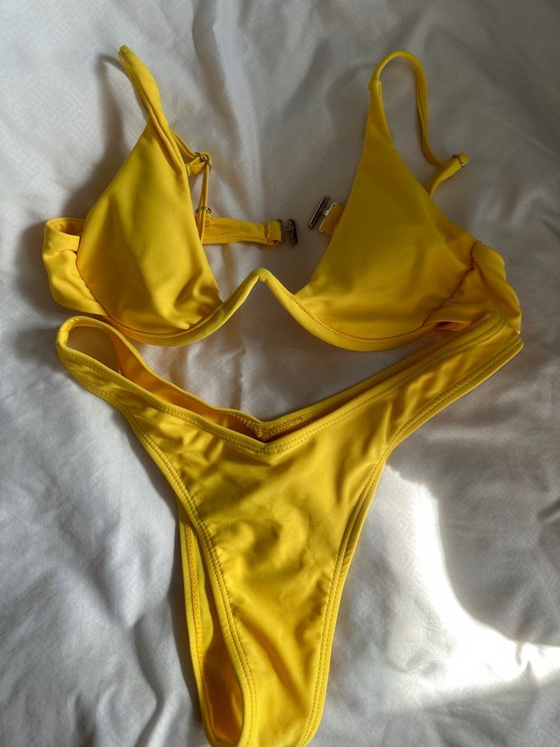 Shein yellow underline bikini, Women's Fashion, Swimwear, Bikinis ...