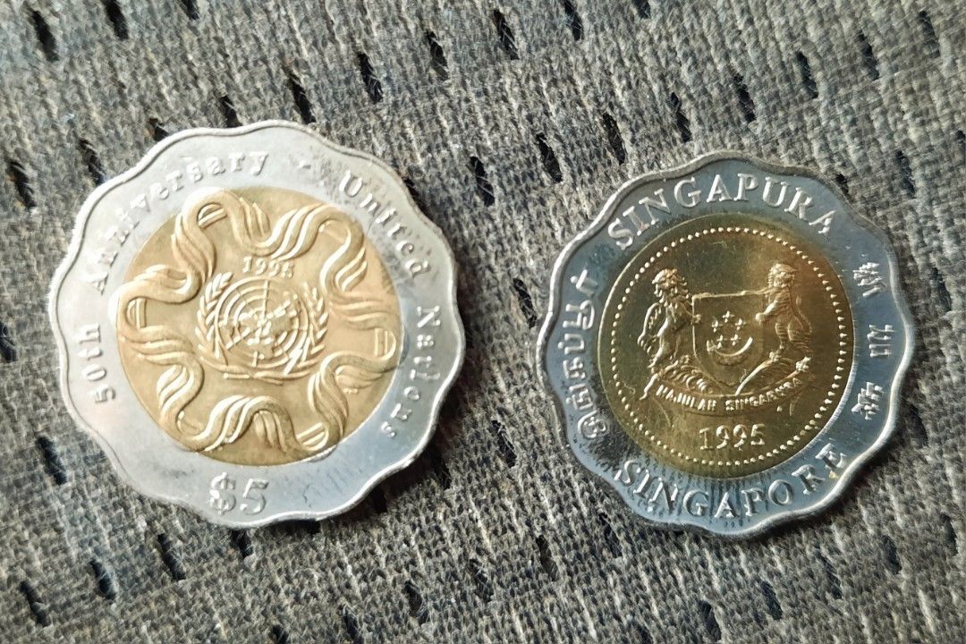 Singapore $5 coin - 1995, Hobbies & Toys, Memorabilia & Collectibles, Currency on Carousell