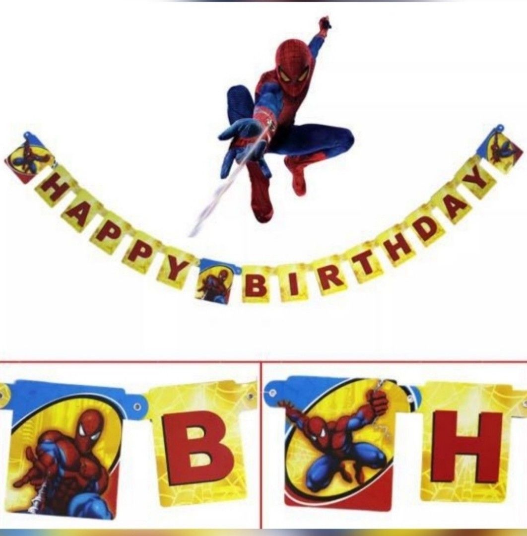 Spiderman Birthday Party Happy Banner, Hobbies & Toys, Toys & Games on ...