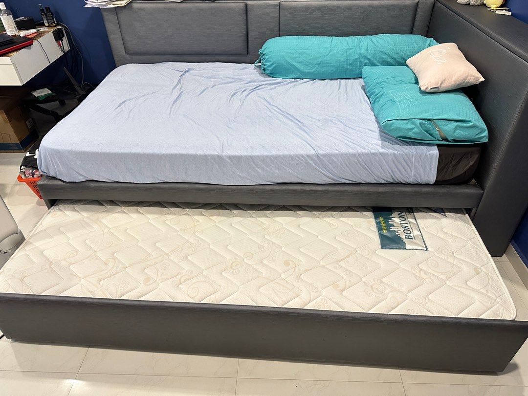 Super Single bed frame pull out bed with storage compartments ...
