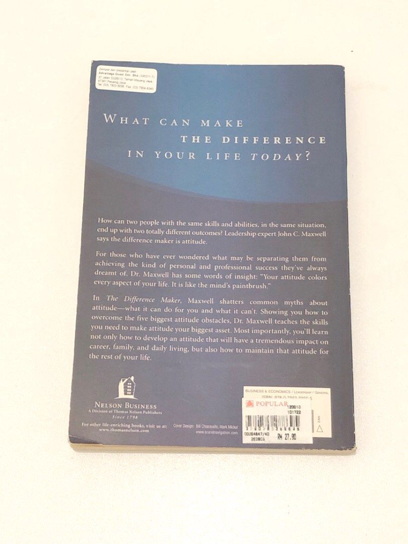 The Difference Maker By John C Maxwell, Hobbies & Toys, Books & Magazines, Storybooks on Carousell