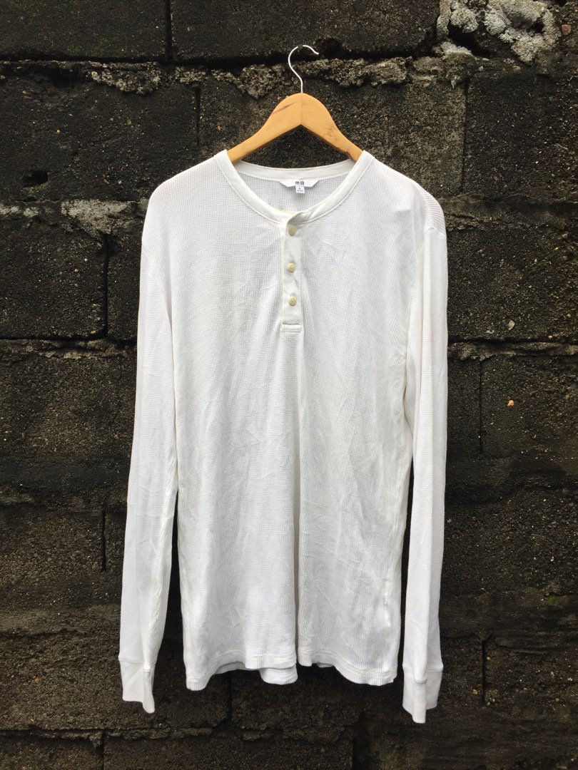 Uniqlo Plain White Knitted Longsleeve, Men's Fashion, Tops & Sets ...