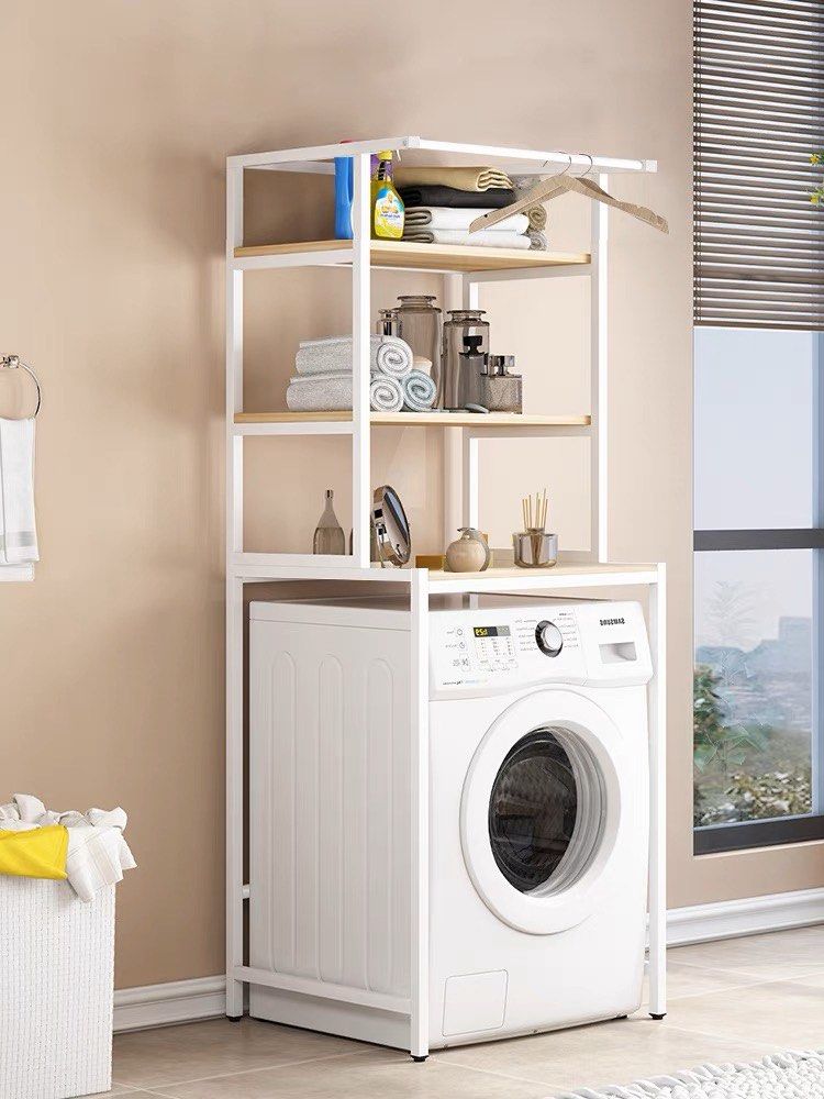 Washing Machine Rack Front Load White Wood, Furniture & Home Living ...