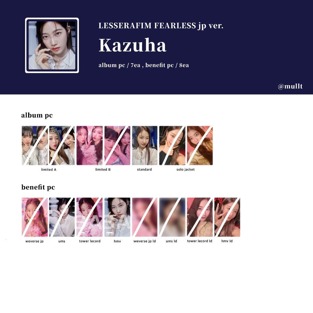 (wtb/lf) le sserafim kazuha antifragile fearless japan pcs and pobs ...