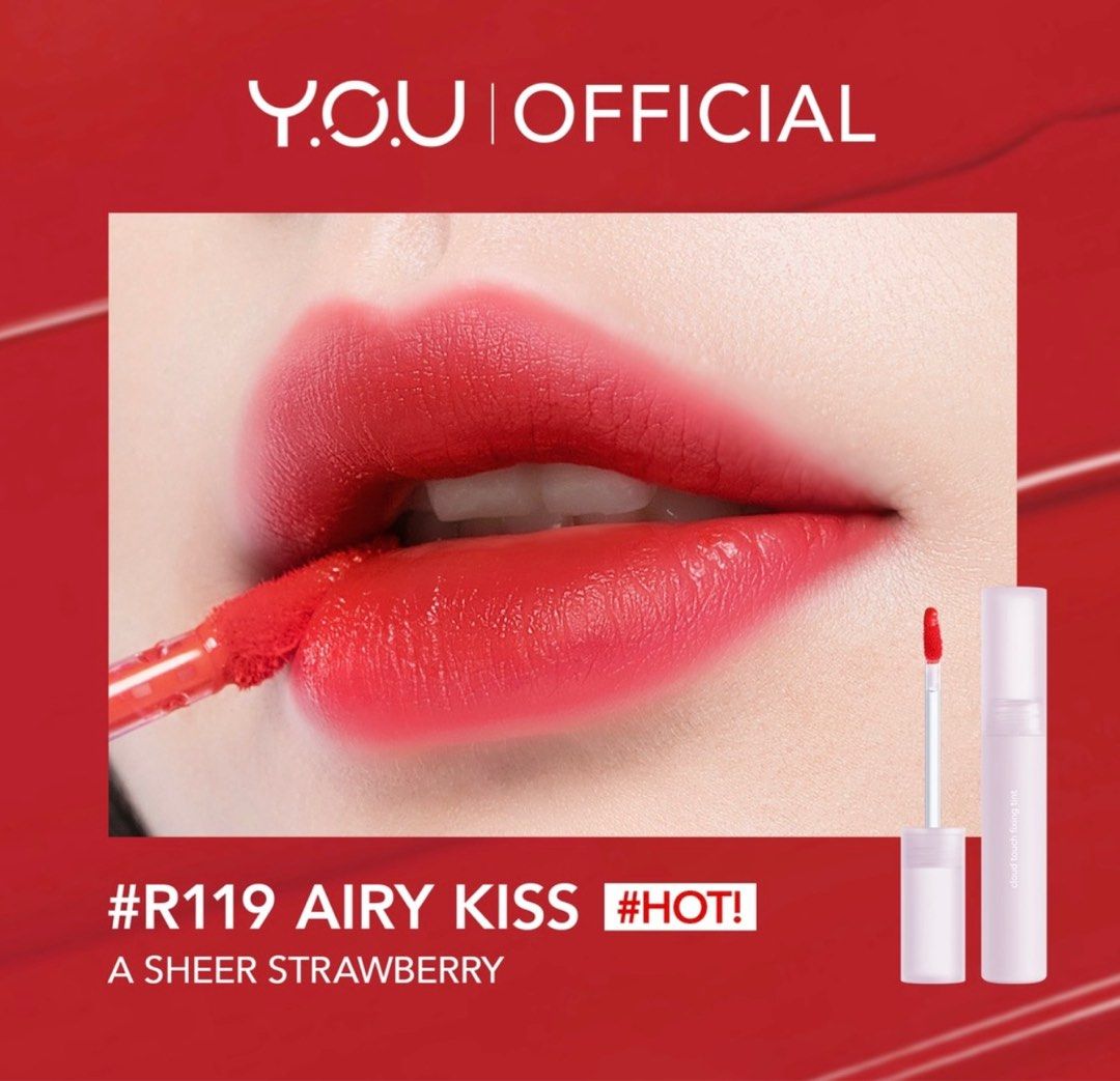 Y.O.U Lip Tint R199 Airy Kiss, Beauty & Personal Care, Face, Makeup on Carousell