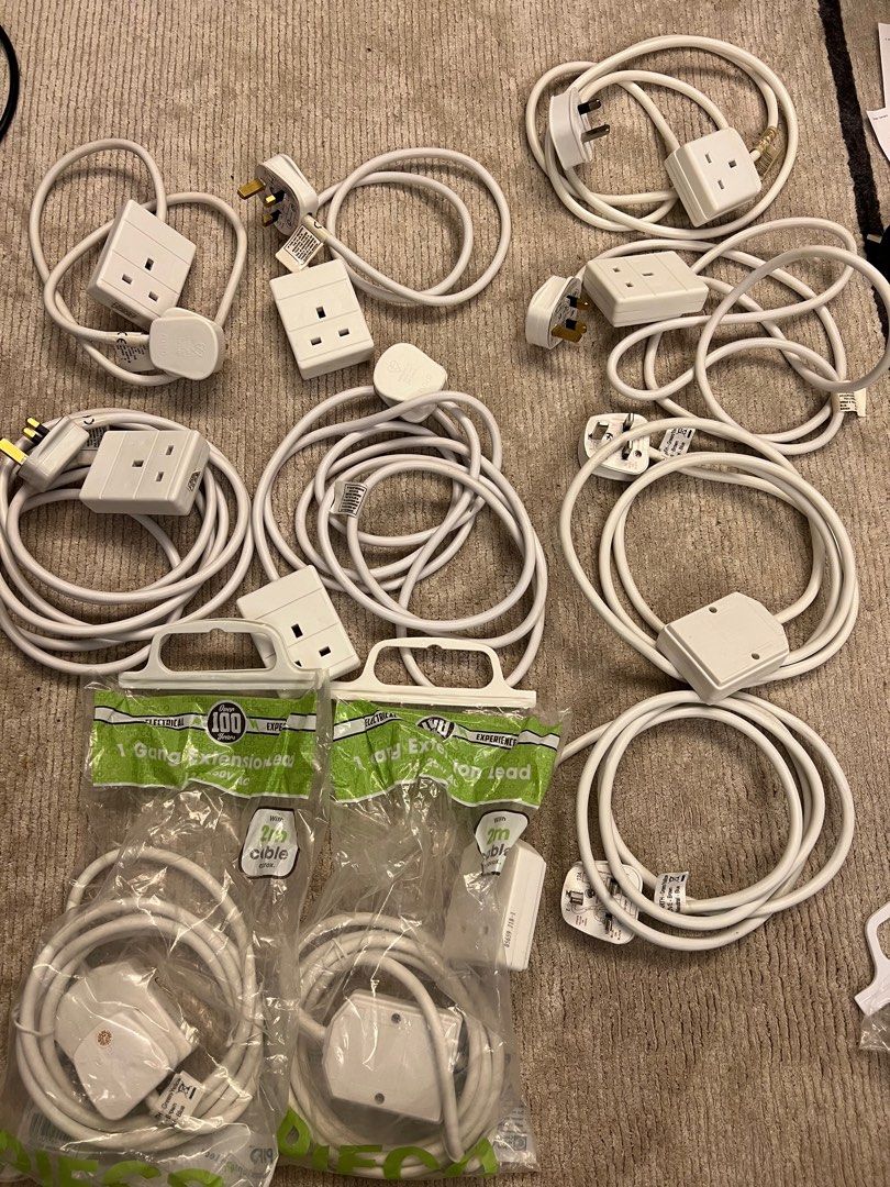 1 WAY plug Extension Cable 1/2/3/5 Meters White or Black, Computers ...