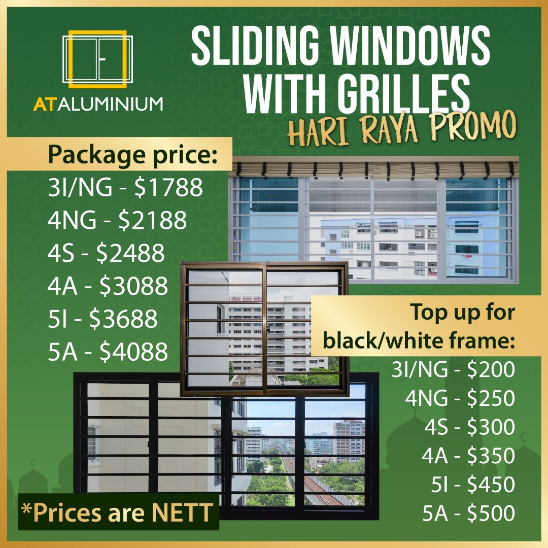 [ HARI RAYA PROMO ] Aluminium Sliding Windows with Grilles | HDB Resale ...