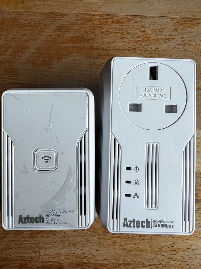 Aztech HOMEPLUG AV 500Mbps AC Pass-Thru Ethernet Adapter and Dual-band ...