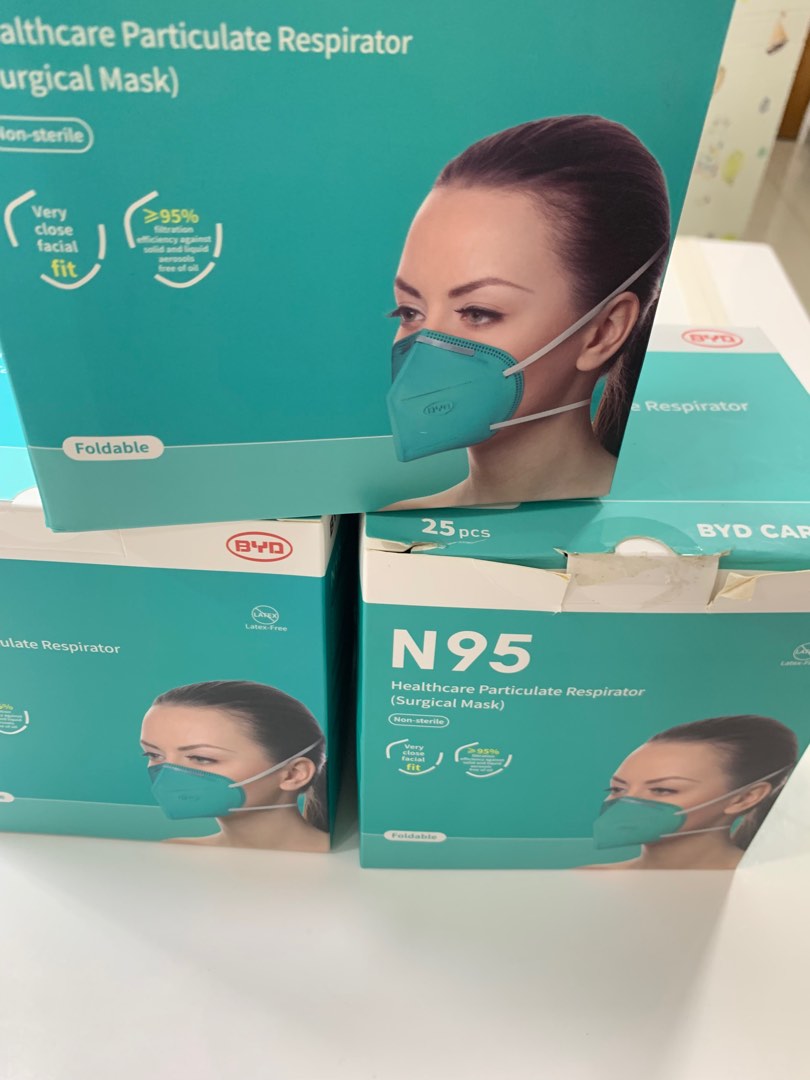 Authentic BYD Care N95 $20/per box 25pcs, Health & Nutrition, Face Masks & Face Shields on Carousell