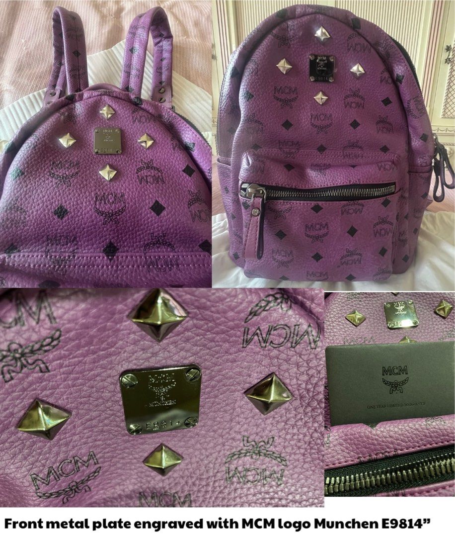 Authentic MCM Purple Visetos Stark leather backpack, Luxury, Bags ...