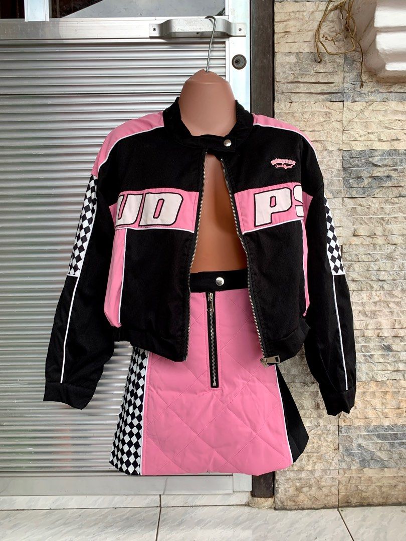 Black pink racing jacket (set), Women's Fashion, Dresses & Sets, Sets ...