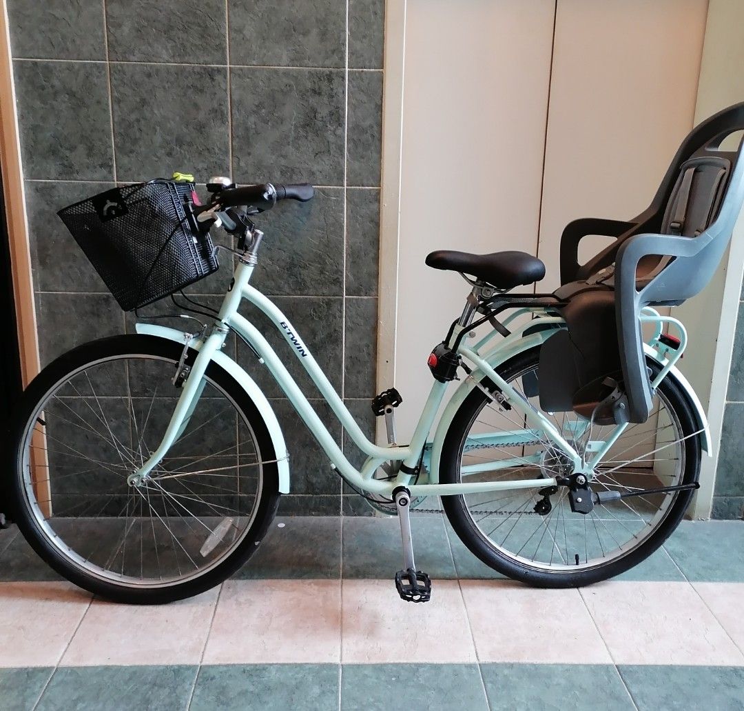 Btwin Elops with child seat and basket, Sports Equipment, Bicycles ...
