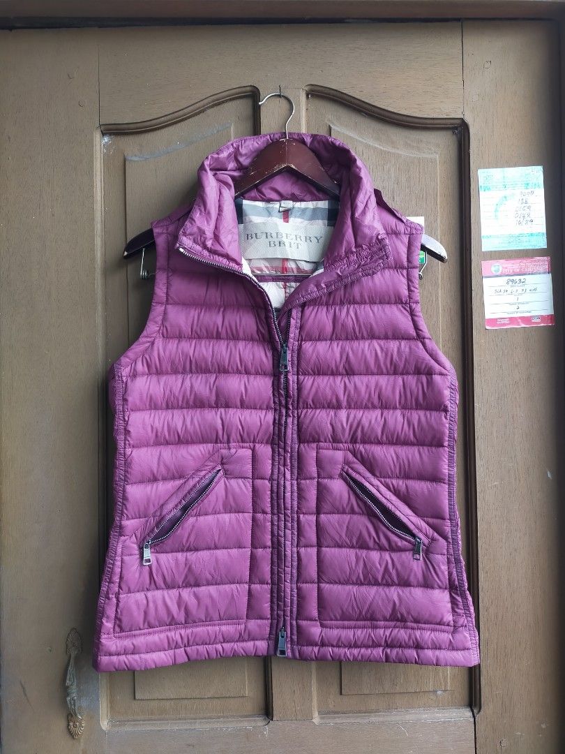 Burberry London magenta puffer vest, Women's Fashion, Tops, Others Tops ...