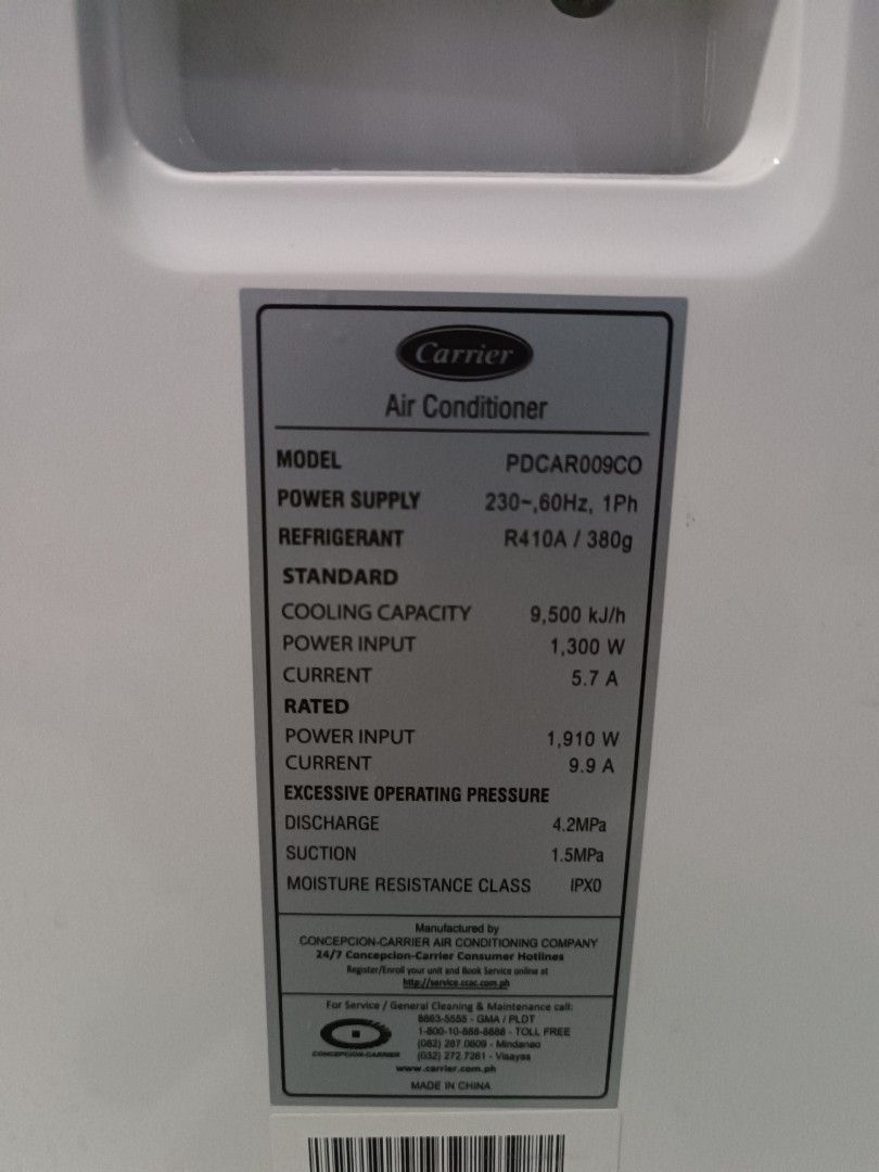 Carrier Portable Aircon Non-Inverter 1HP, TV & Home Appliances, Air ...