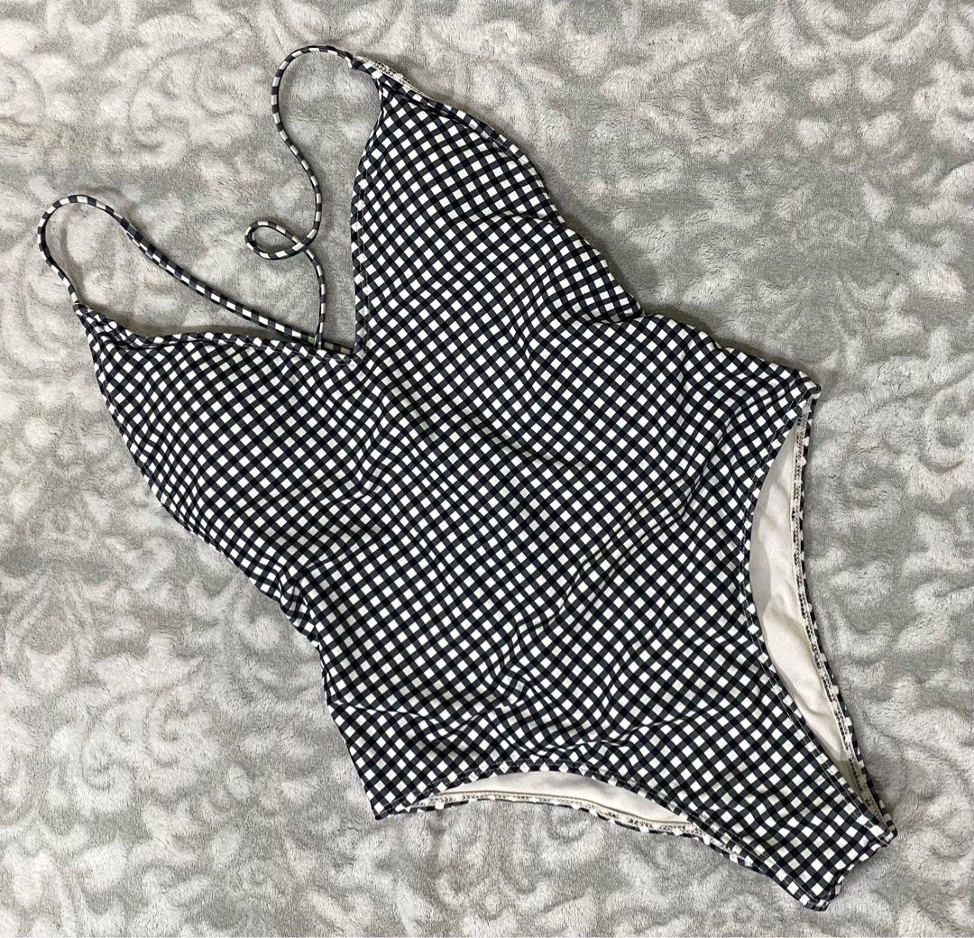 Checkered One Piece Swimsuit, Women's Fashion, Swimwear, Bikinis ...