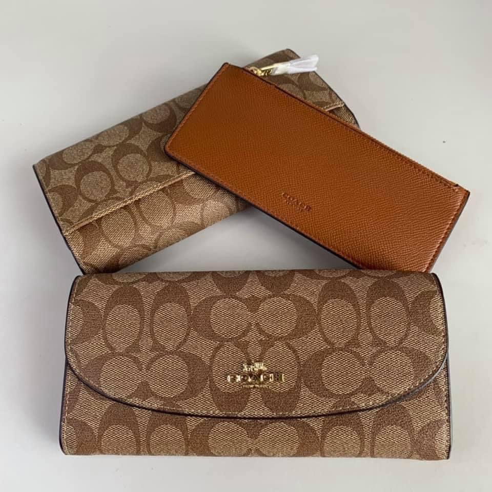 Coach Pop Slim Envelope Wallet in Signature (khaki), Women's Fashion ...