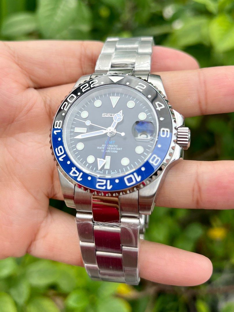 Custom Seiko Batman with GMT functions (NH34 movement), Luxury, Watches ...