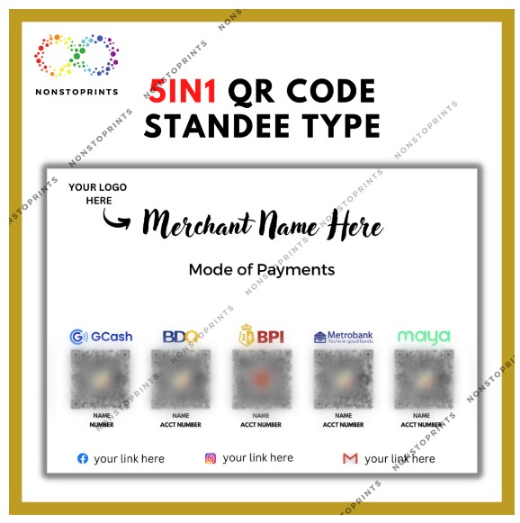 Customized QR Code Standee 2in1 3in1 4in1 5in1 6in1 Scan and Pay ...