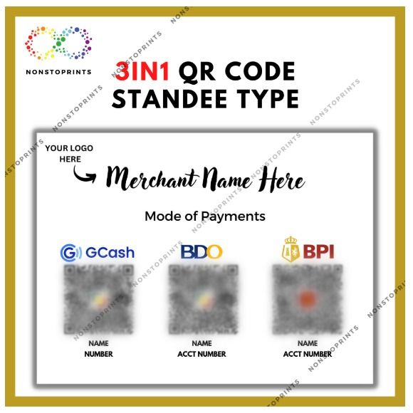 Customized QR Code Standee 2in1 3in1 4in1 5in1 6in1 Scan and Pay ...
