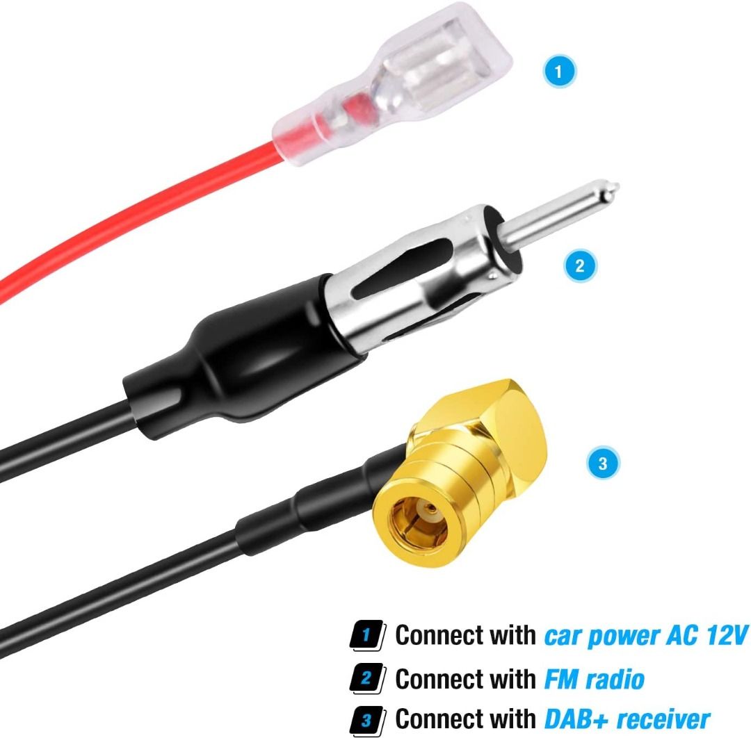 DAB+ Aerial,DAB Car Aerial SMB Adapter Universal Roof Digital Radio ...