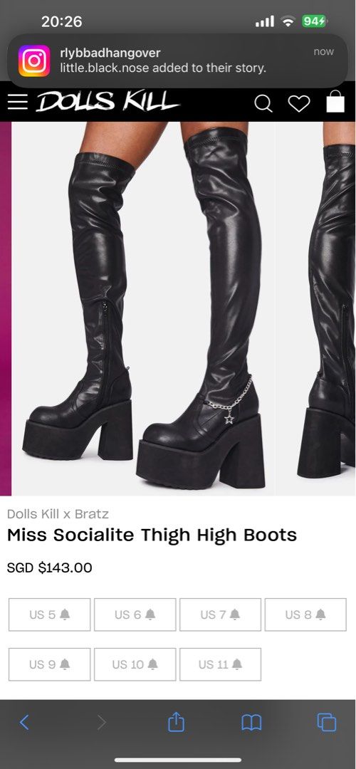 Dollskill x Bratz Miss Socialite Thigh High Platform Boots, Women's ...