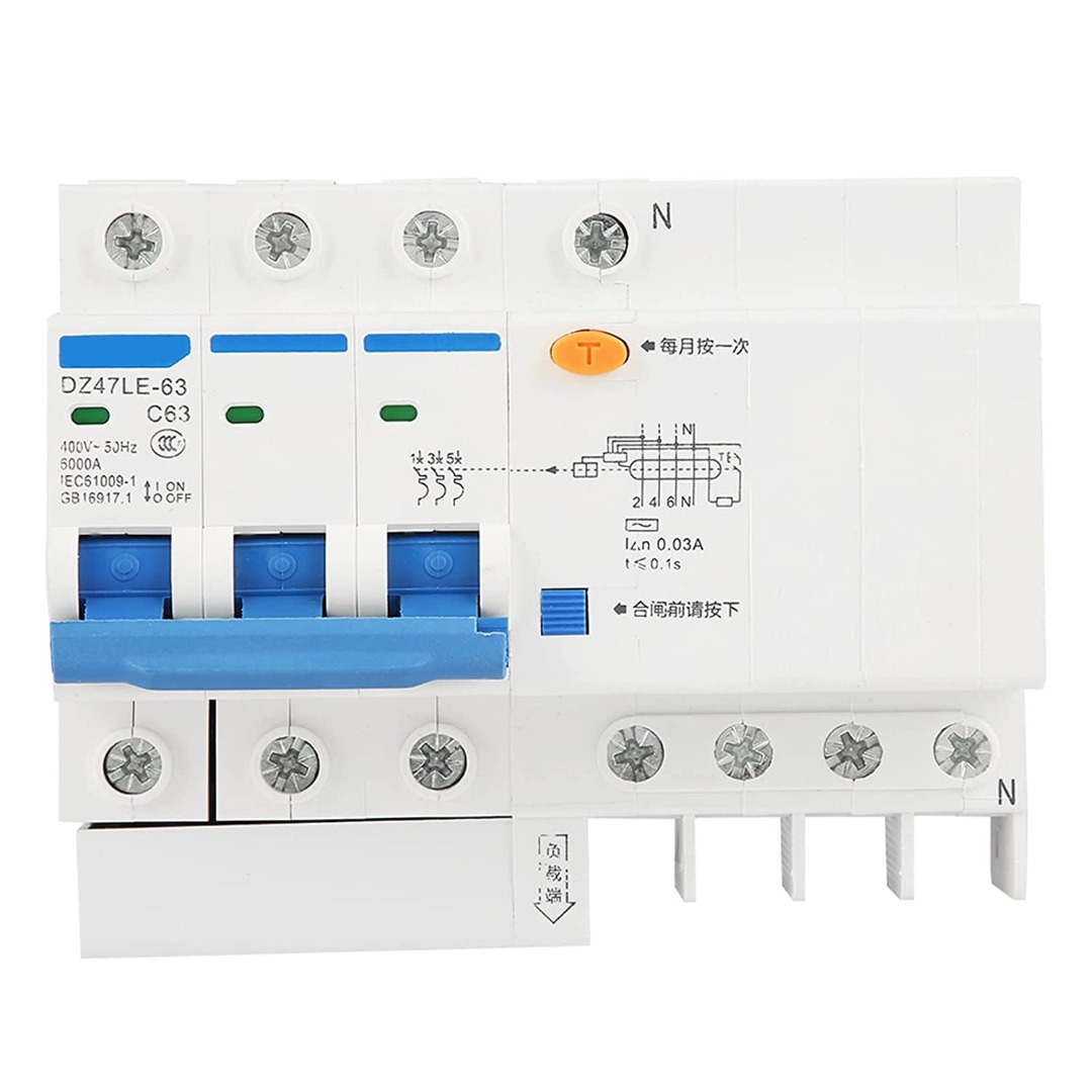 DZ47LE-63 3P+N C63 RCCB Residual Current Circuit Breaker 230V 63A 30mA for Household Devices and ...