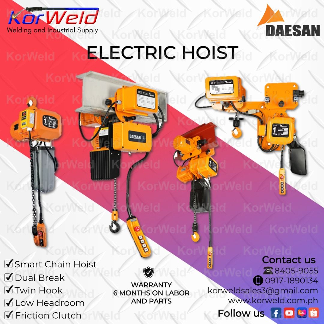 Electric Hoist - Smart Chain Hoist, Dual Break, Twin Hook, Low Headroom ...