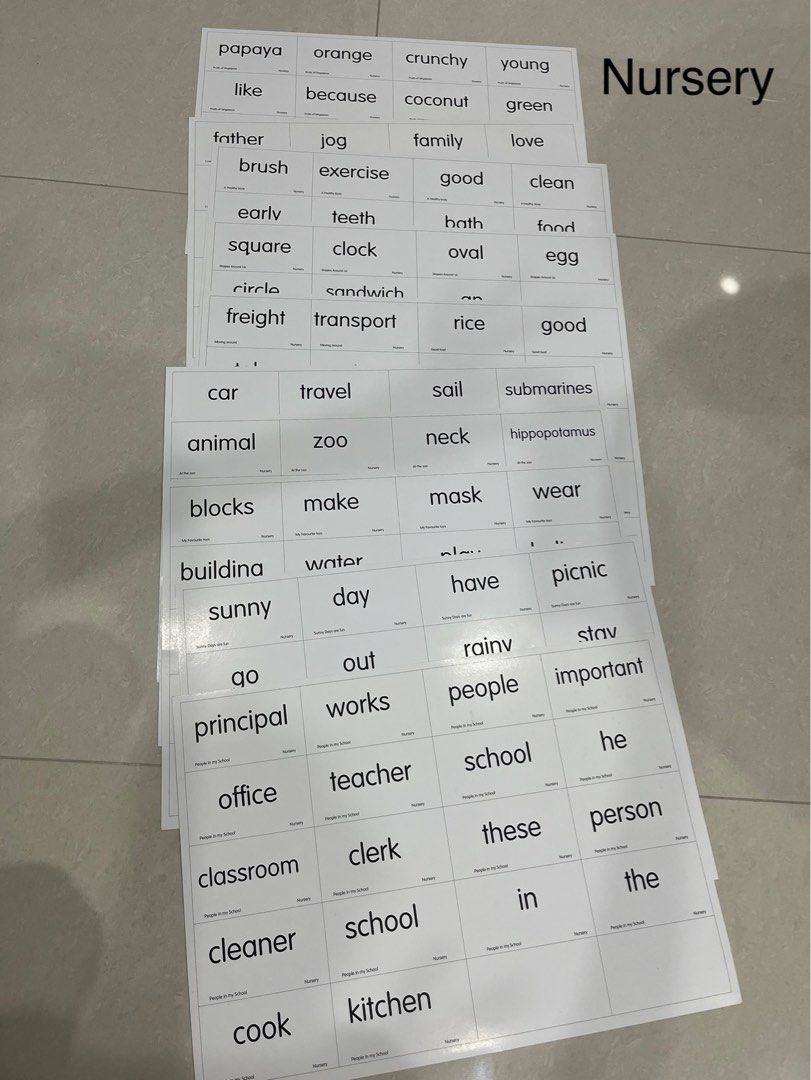 English Words Reading Cards for Nursery, K1 and K2 (Price indicated is ...