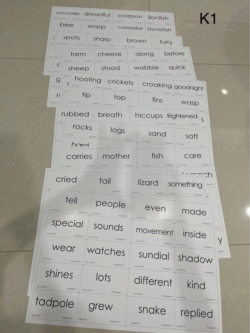 English Words Reading Cards for Nursery, K1 and K2 (Price indicated is ...