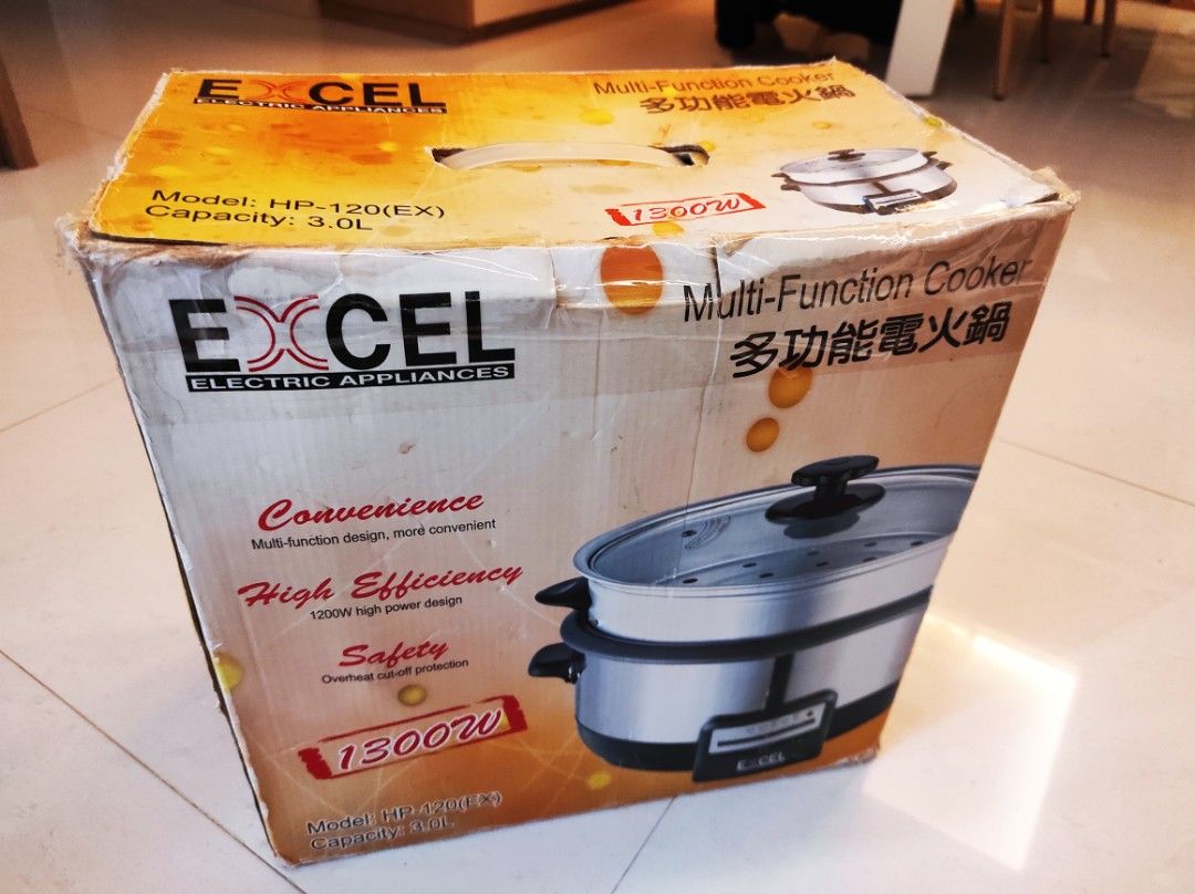 Excel hot pot with steamer, 家庭電器, 廚房電器, 燒烤爐及火鍋鍋具 - Carousell