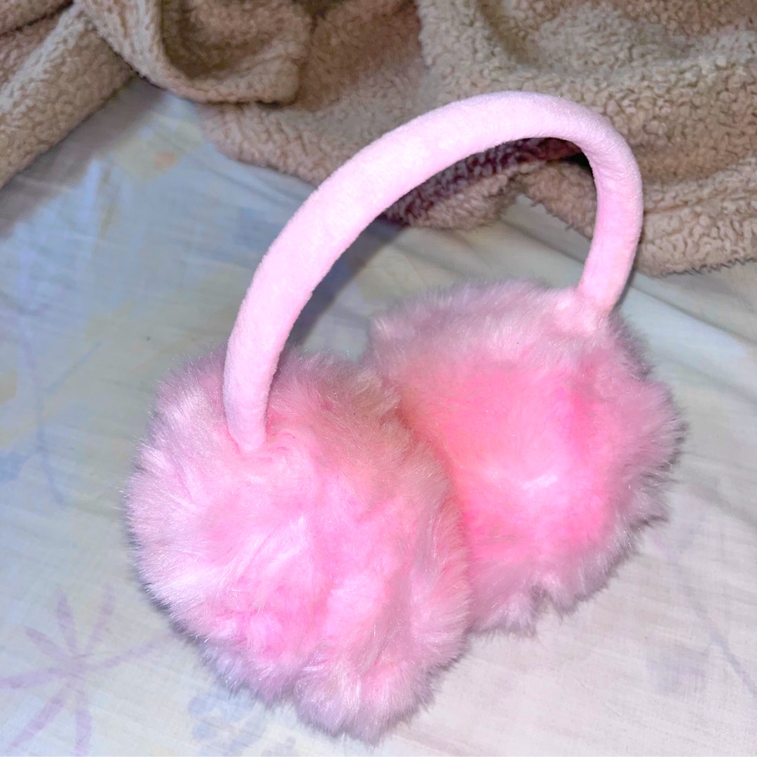 fluffy pink ear muffs, Women's Fashion, Watches & Accessories, Hair ...
