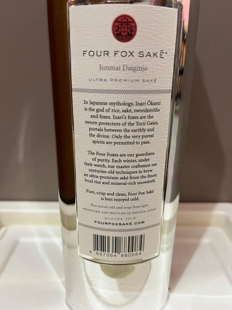 Four Fox Junmai Daiginjo (Ultra Premium Sake) 720ml/16%, Food & Drinks, Alcoholic Beverages on ...
