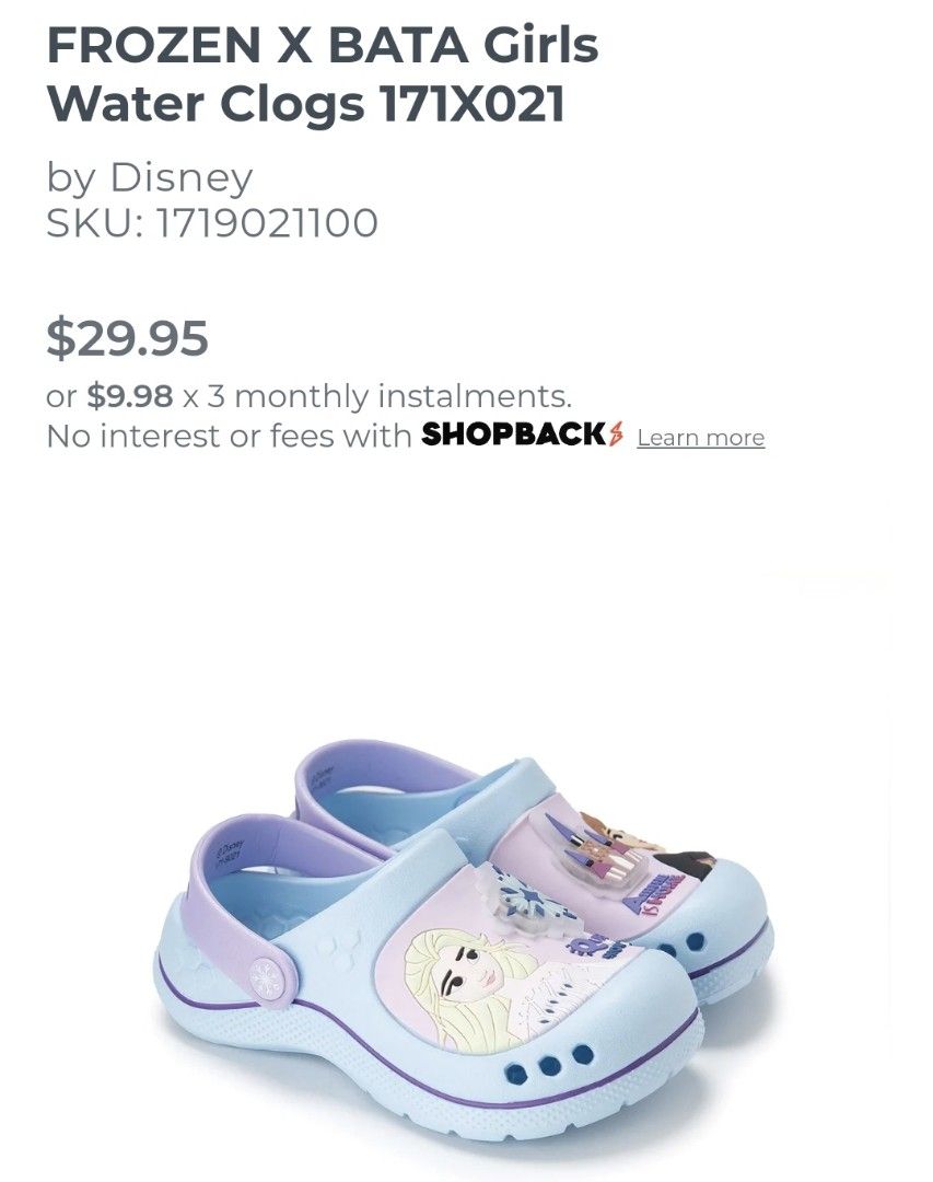 FROZEN X BATA Girls Water Clogs / Crocs by Disney [Lights Up!], Babies ...