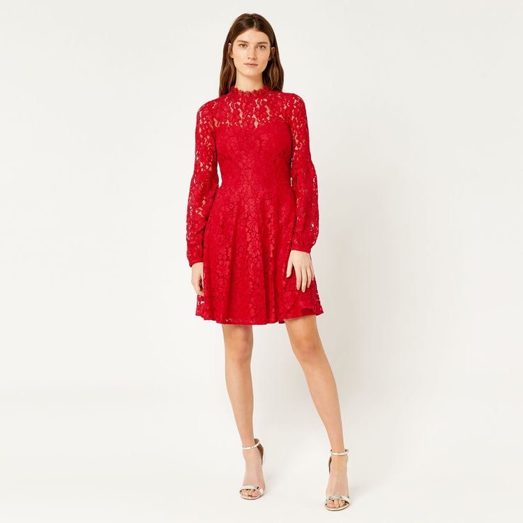 Full Red Lace Mini Dress, Women's Fashion, Dresses & Sets, Dresses on ...