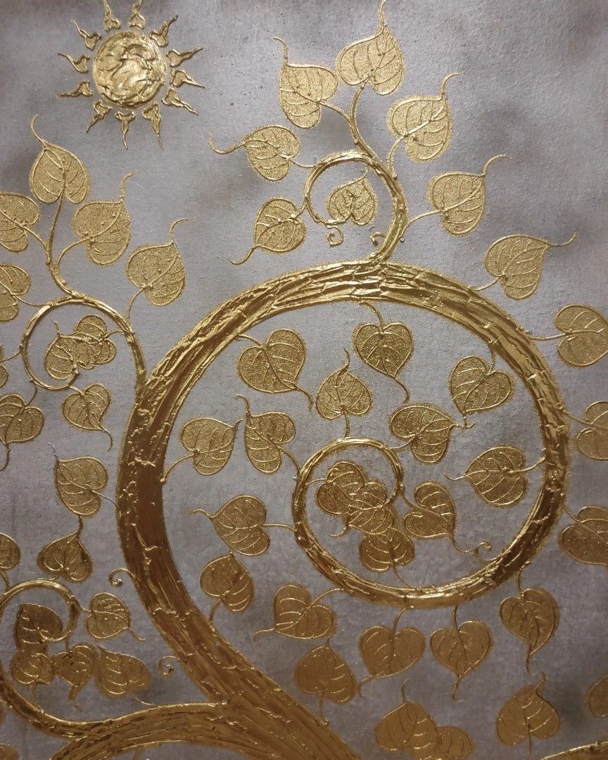 golden tree of life art oil painting pokok emas perhiasan art work ...