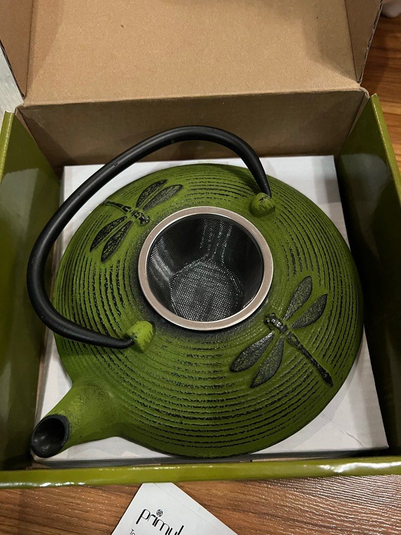 Green Dragonfly Japanese Cast Iron Teapot Tetsubin with Infuser Filter ...