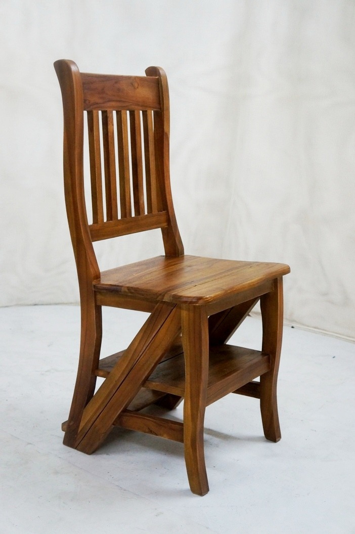 Handcrafted Solid Teak Wood Convertible Ladder Chair Furniture ...