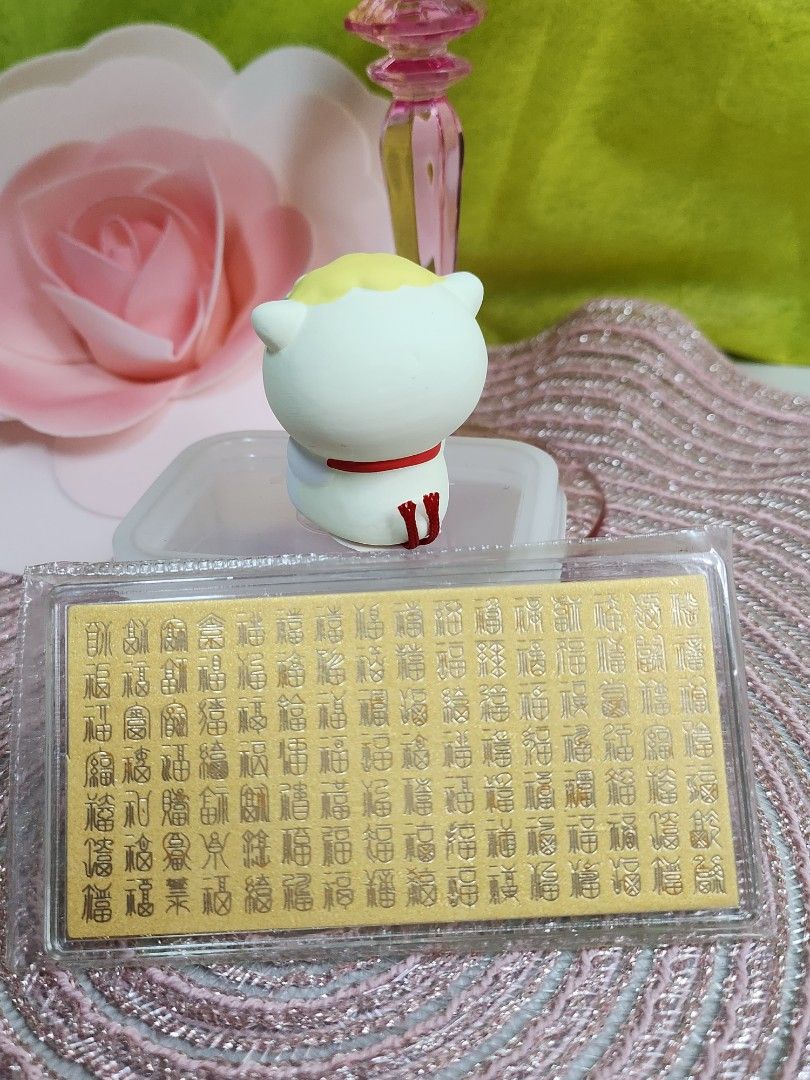 Hello Kitty Goat Figurine and Pure Gold Plaque, Hobbies & Toys, Toys ...