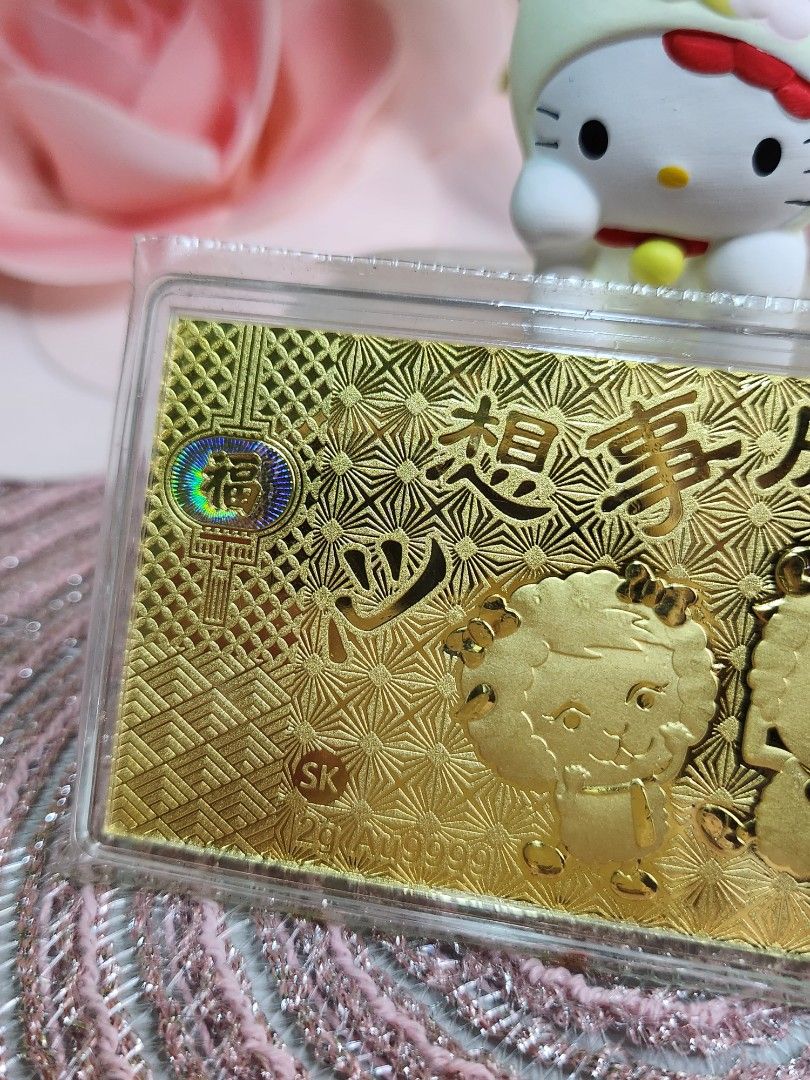 Hello Kitty Goat Figurine and Pure Gold Plaque, Hobbies & Toys, Toys ...
