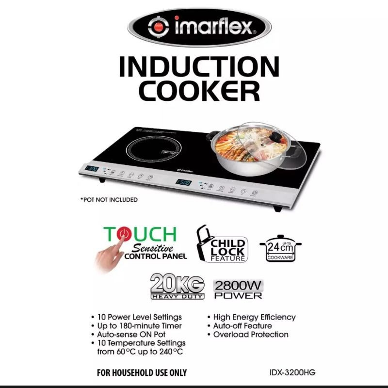 INDUCTION COOKER / IMARFLEX / 2 BURNER / IDX-3200HG, TV & Home ...