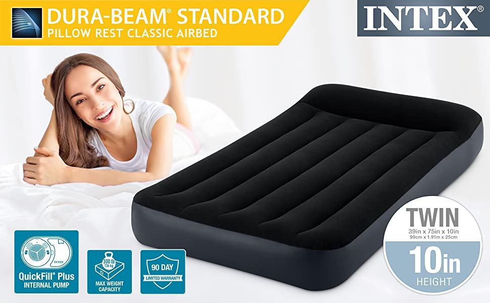 Intex Dura-Beam Standard Pillow Rest Classic Airbed with Fiber-Tech ...