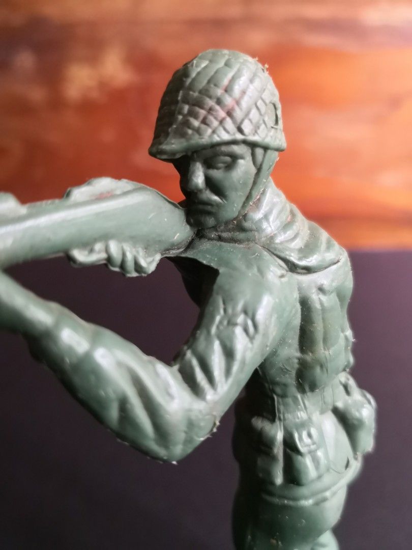 🇭🇰 Large Green Army Man (13 cm); WWII U.S. Soldier; 1970s; Made in Hong ...