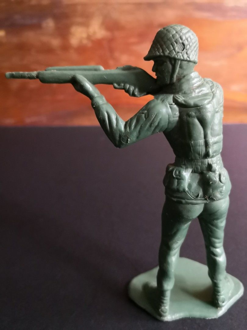 🇭🇰 Large Green Army Man (13 cm); WWII U.S. Soldier; 1970s; Made in Hong ...