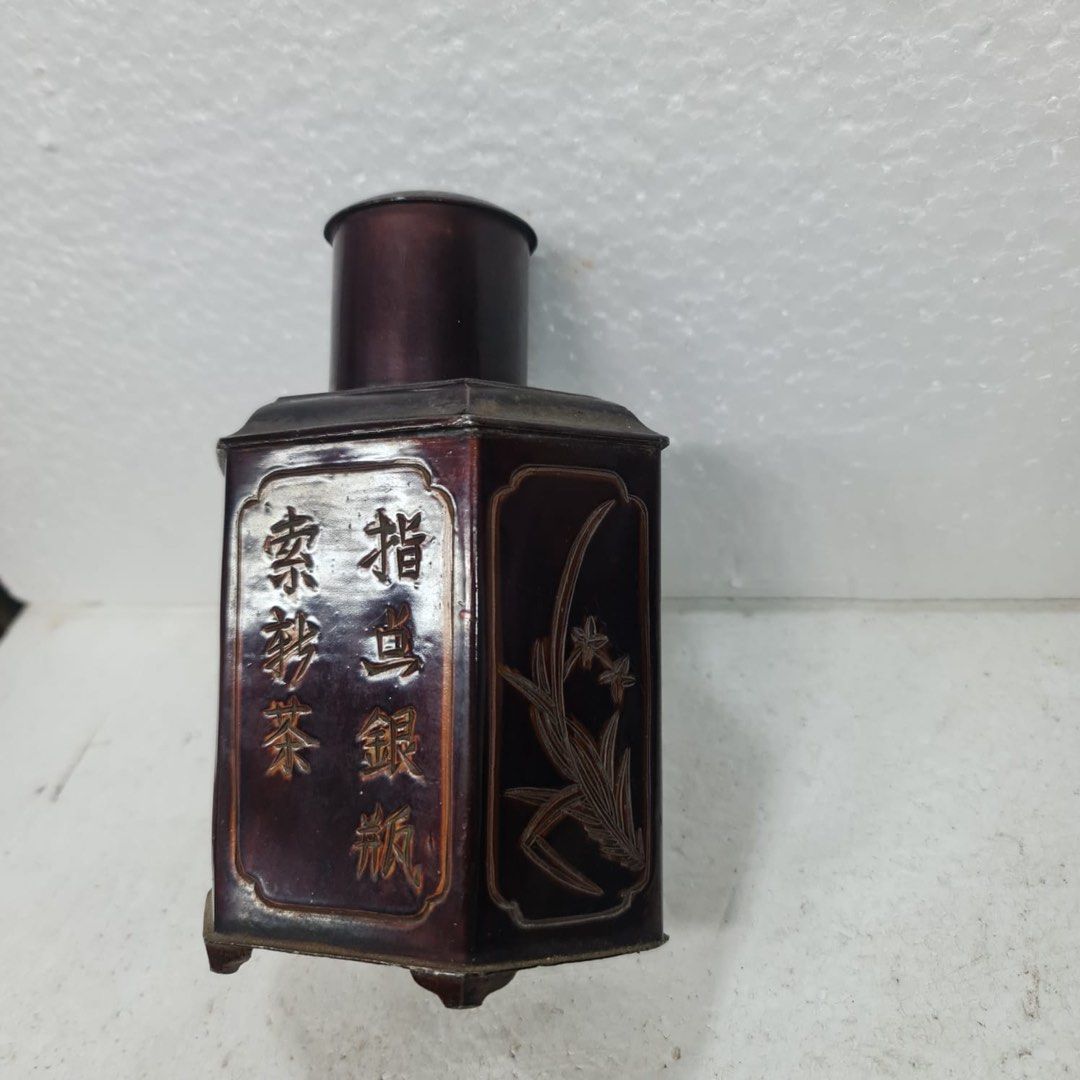 Lead Chinese tea container tea caddy, Hobbies & Toys, Memorabilia ...